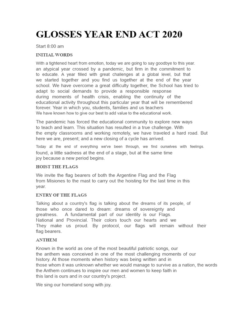 Annotations End of Year Act 2020 | PDF | Flag