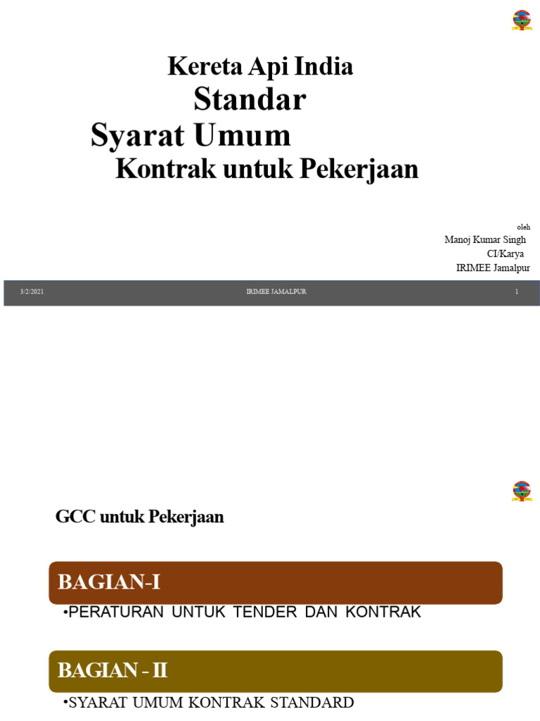 Syarat Umum Kontrak Kereta Api India | PDF