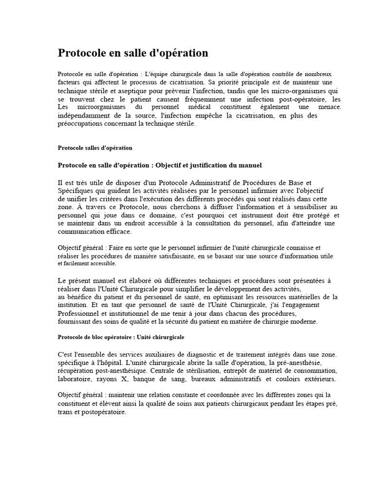 Protocole de sécurité en salle d'opération | PDF | Chirurgie | Salle ...