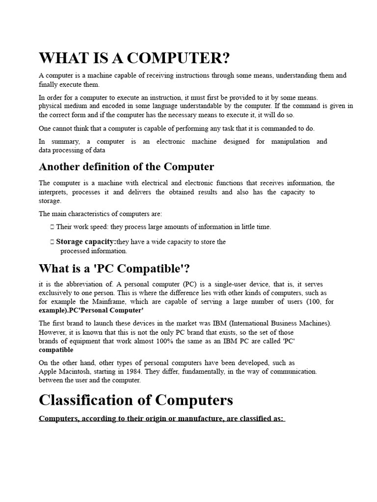 Understanding Computers: Types & Functions | PDF | Computer Data ...