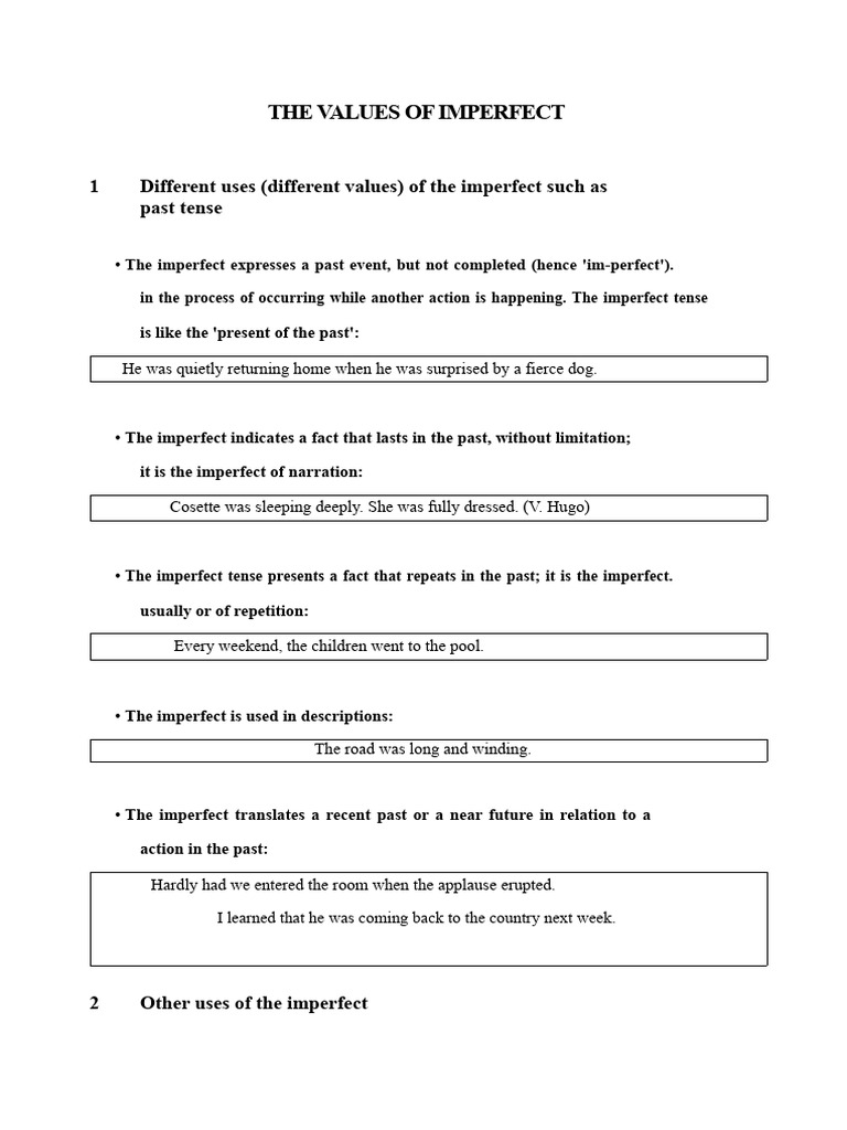 Understanding the Imperfect Tense | PDF