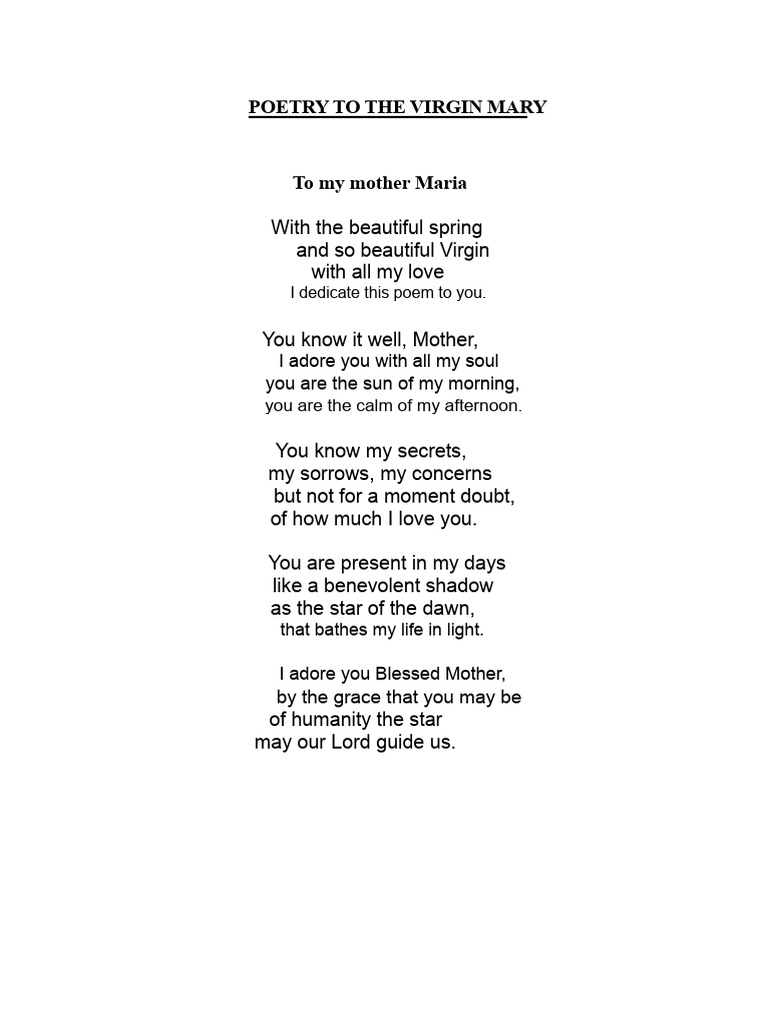 Poem Dedicated to Virgin Mary | PDF