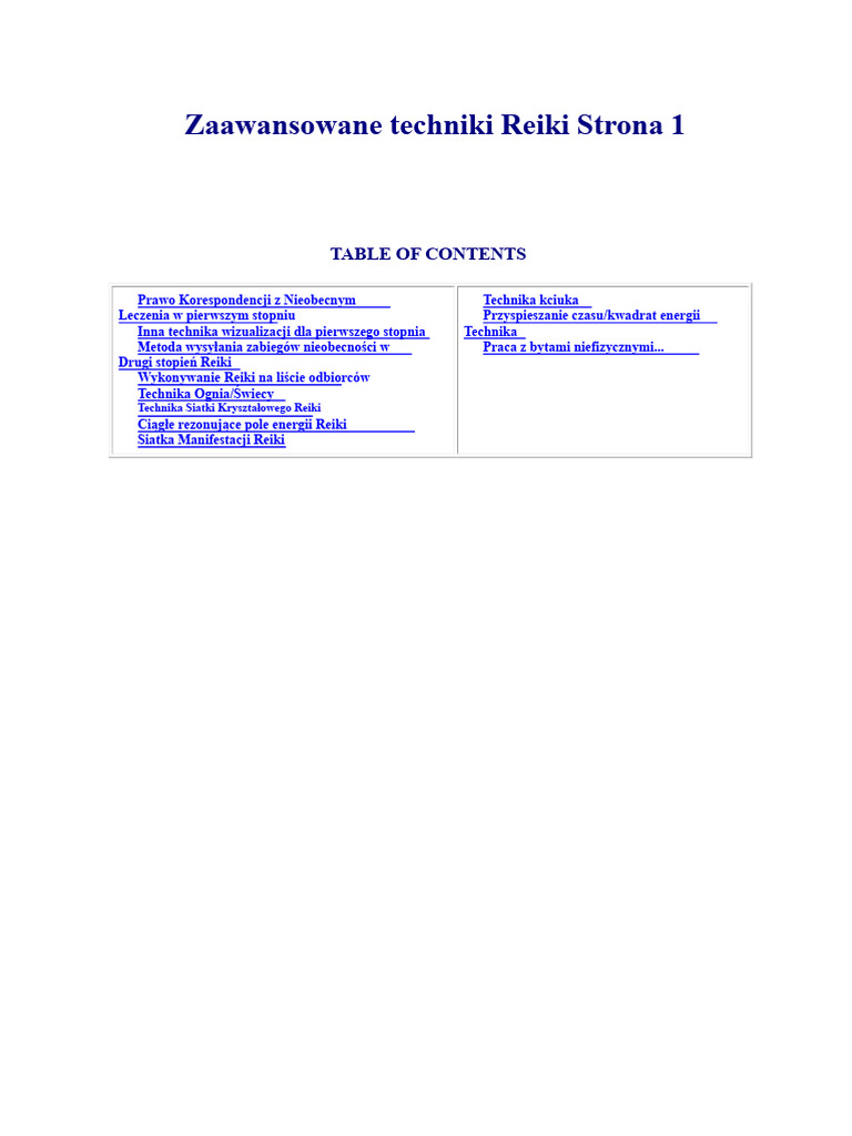 Zaawansowane techniki Reiki | PDF