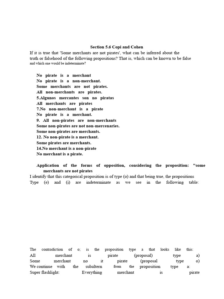 Workshop section 5.6 Other immediate inferences Copi and Cohen | PDF ...