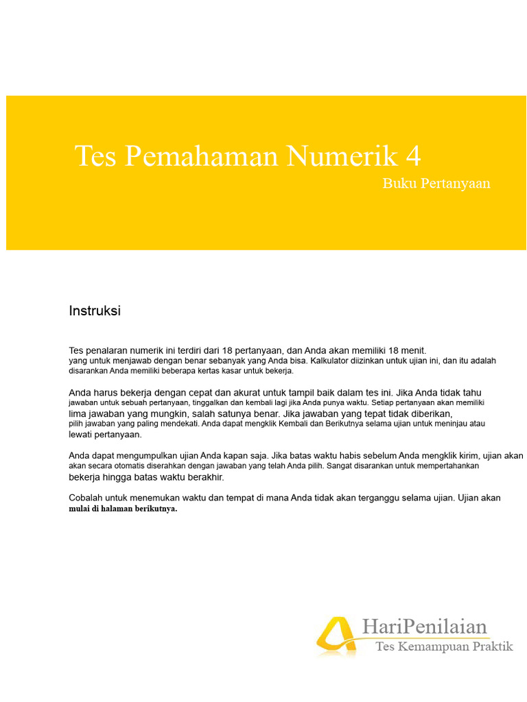 Tes Pemahaman Numerik: 18 Soal Latihan | PDF