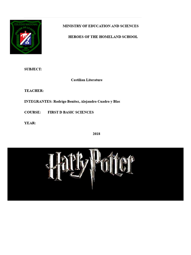 Harry Potter and The Philosopher's Stone (Literature Work Rodrigo ...