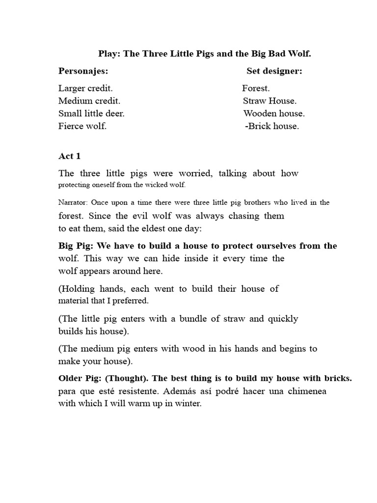 Three Little Pigs vs. Big Bad Wolf | PDF