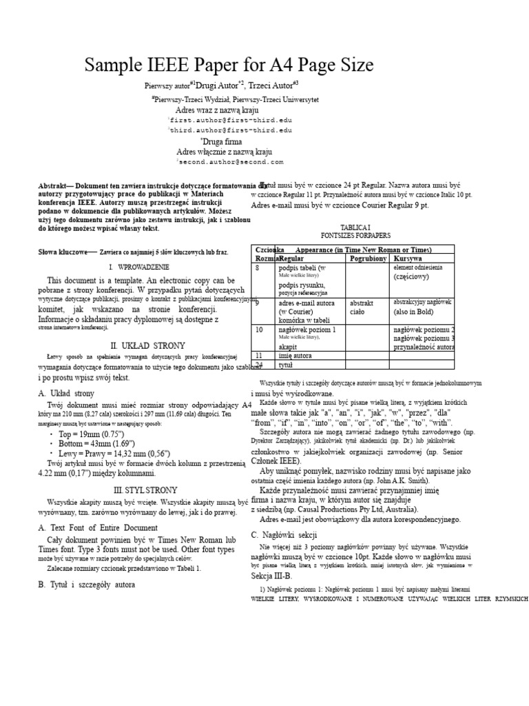 IEEE Konferencja A4 Format PDF | PDF