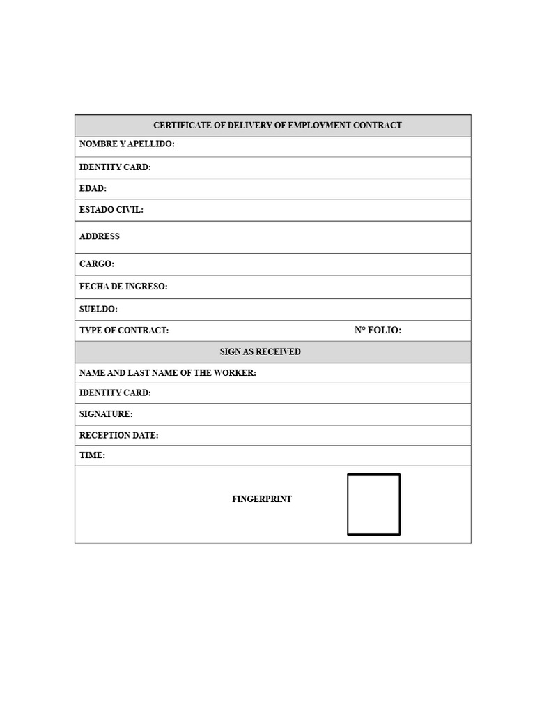 Certificate of Contract Delivery | PDF