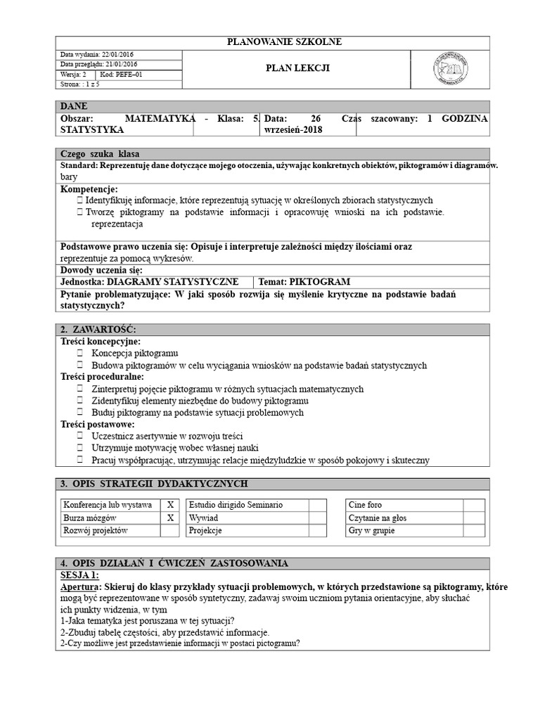 Klasa Statystyki Piktogram | PDF