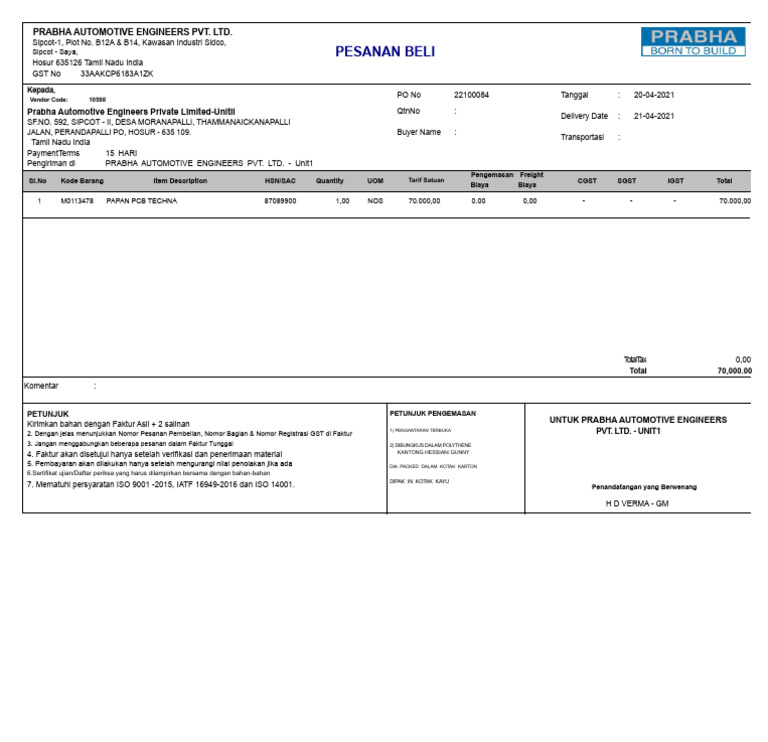 Pesanan Pembelian | PDF