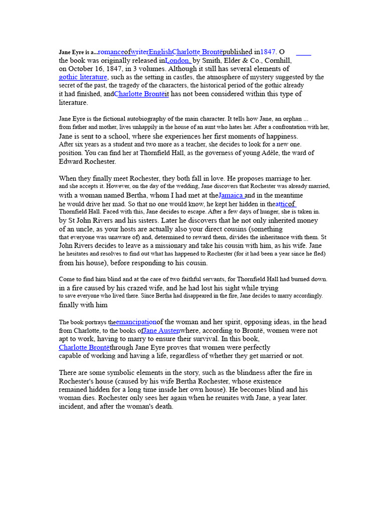 jane eyre.doc | PDF | Jane Eyre | Novels