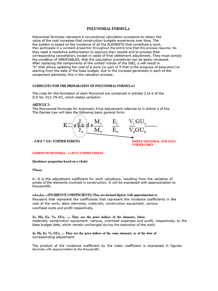 Unified Indices - Polynomial Formula | PDF | Polynomial | Formula
