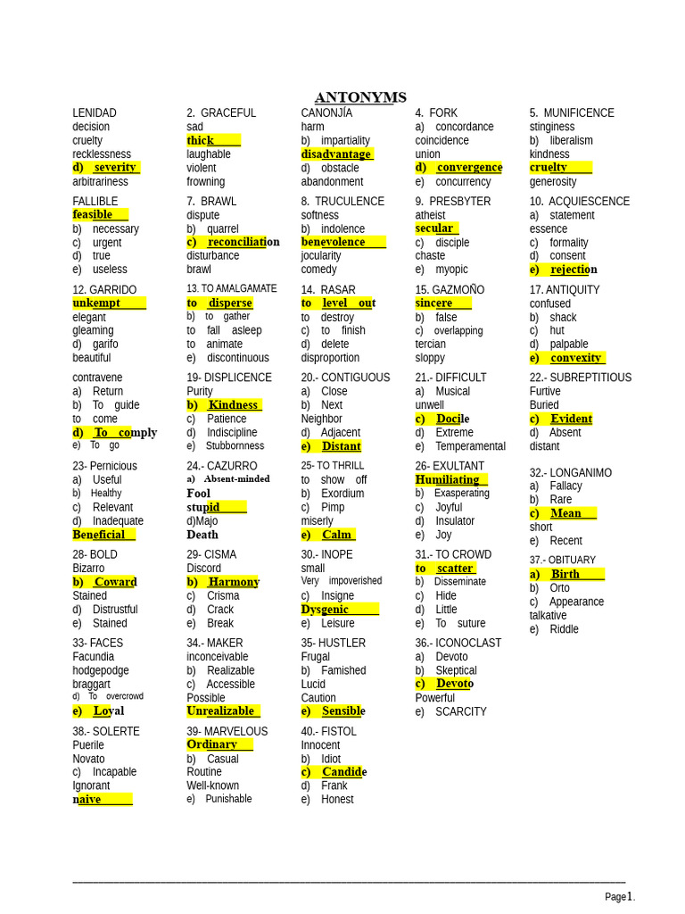 Verbal Reasoning 09 Antonyms Analogies or Incompletes | PDF | Knowledge ...