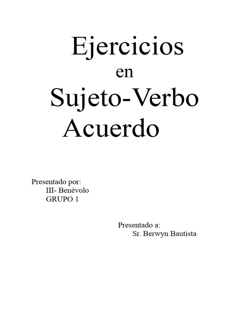 Ejercicios de Concordancia Entre Sujeto y Verbo | PDF | Vitamina | Verbo