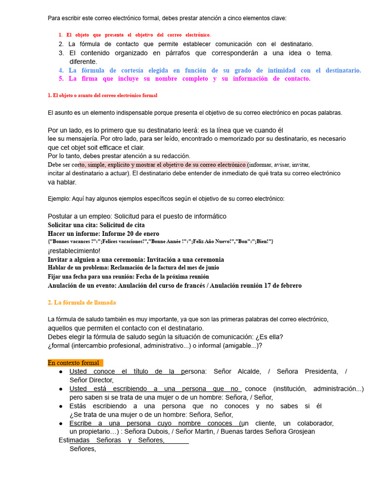 El Correo Electrónico Formal | PDF