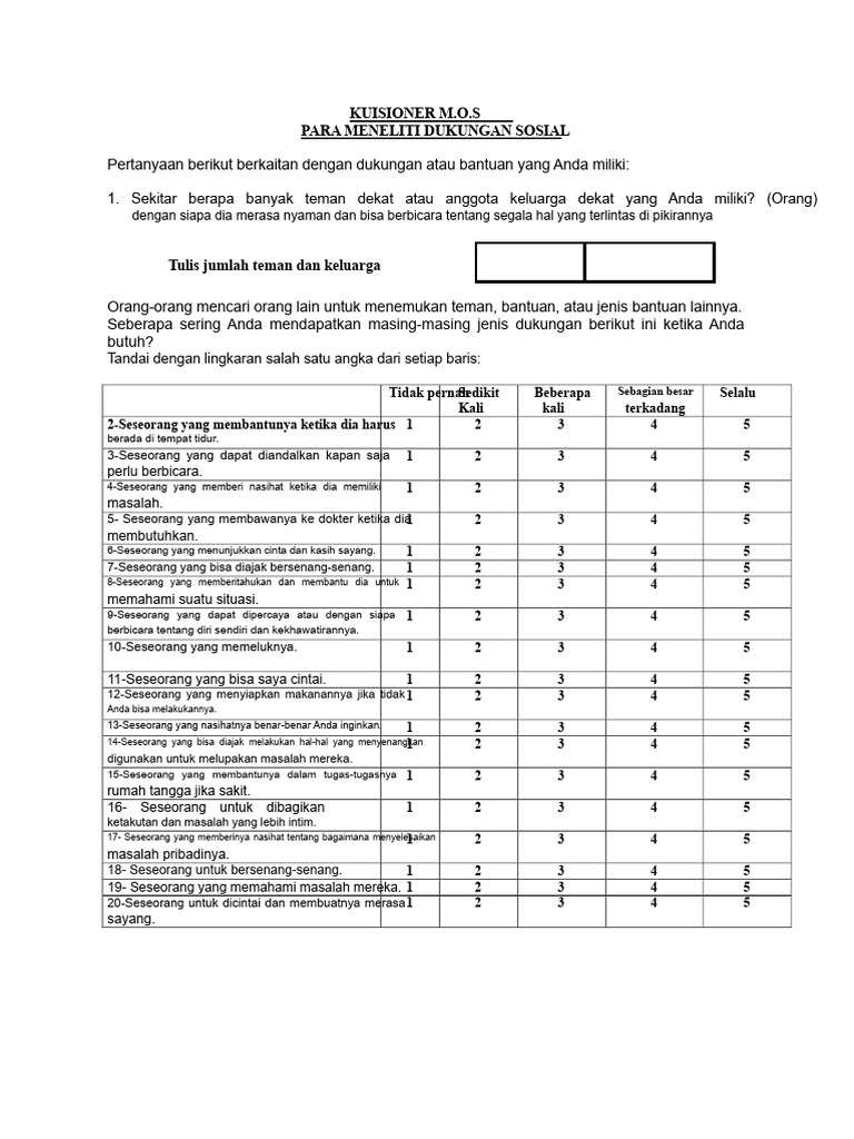 Kuesioner Mos | PDF