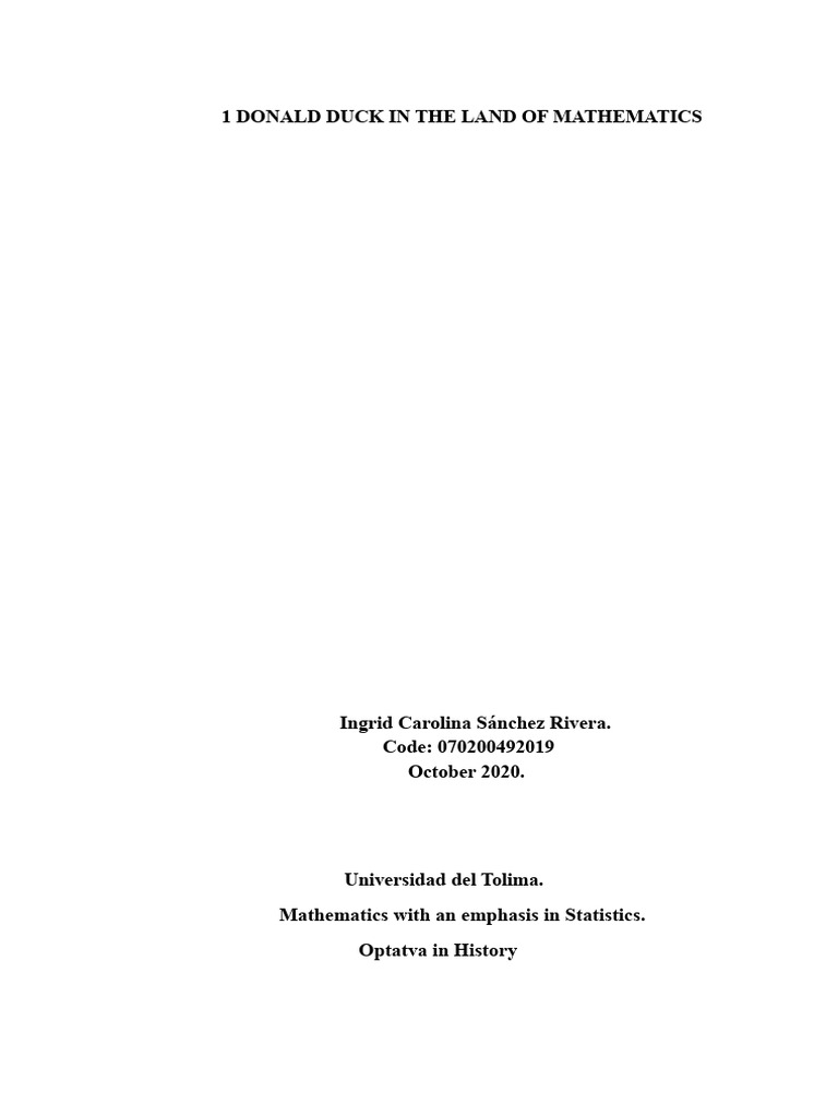 Donald Duck in the Land of Mathematics | PDF | Infinity | Numbers