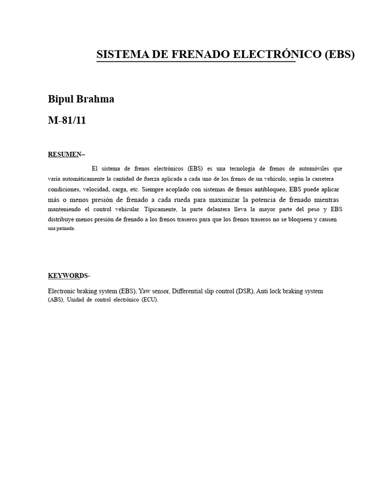 EBS SISTEMA.pdf | PDF | Sistema de freno antibloqueo | Industria automotriz