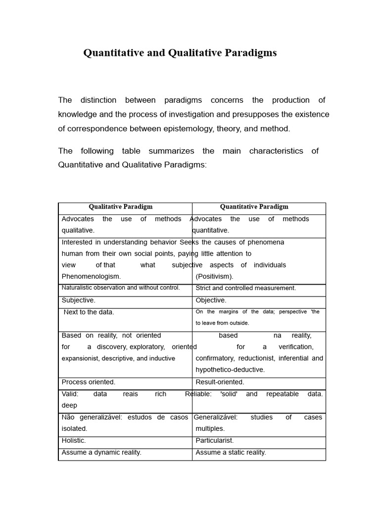 Quantitative and Qualitative Paradigms | PDF | Quantitative Research ...