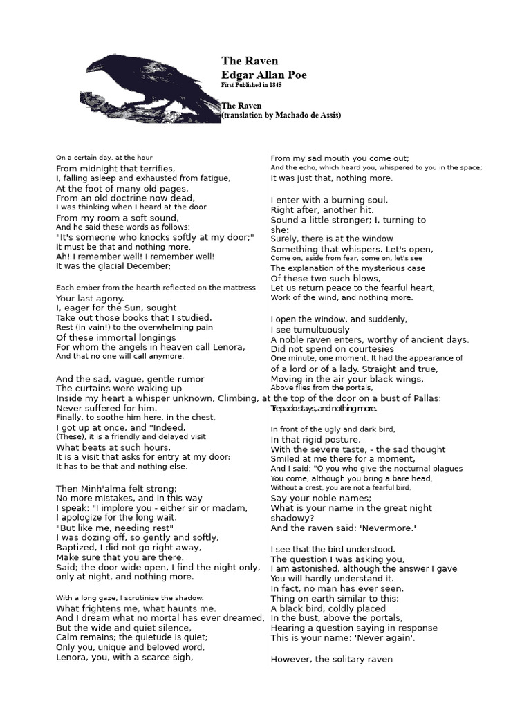 Edgar Allan Poe's The Raven Poem Analysis | PDF | The Raven