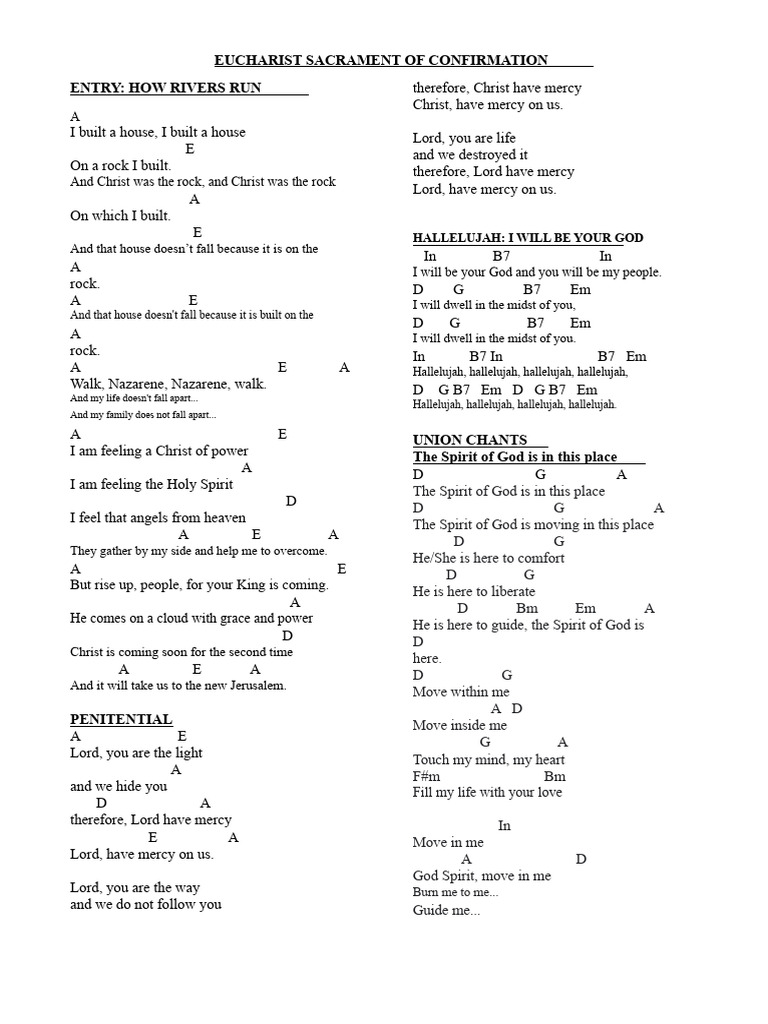 EUCHARISTIC SONGS FOR CONFIRMATION CHORDS | PDF | Eucharist | Confirmation