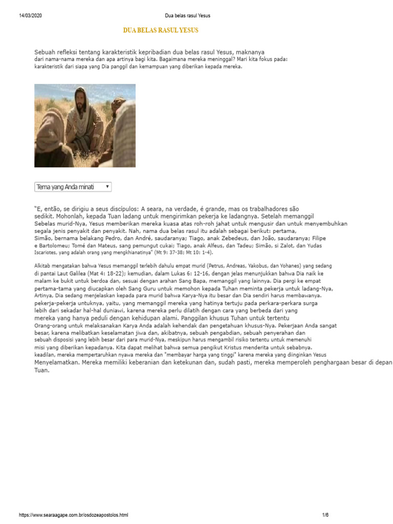 Dua Belas Rasul Yesus | PDF
