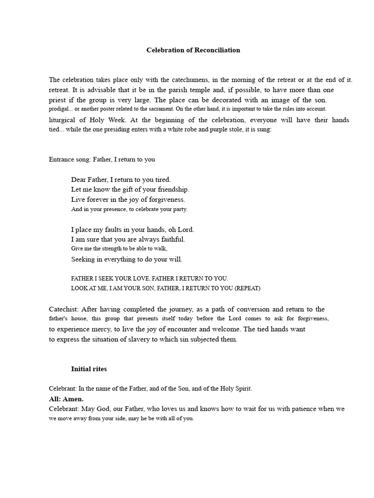 Reconciliation Celebration Guide | PDF | Penance | Confession (Religion)