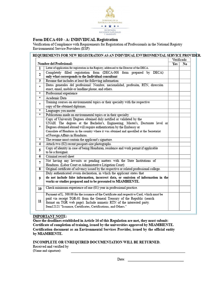 Requirements for individual registration | PDF