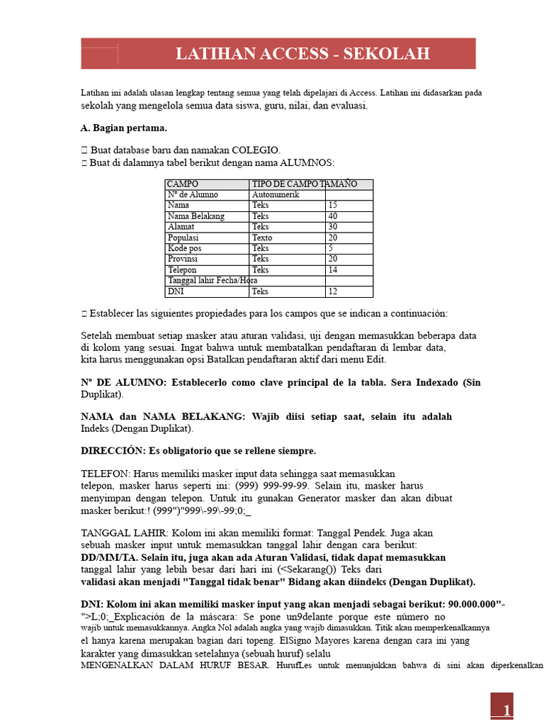 Latihan Access 02 Sekolah | PDF