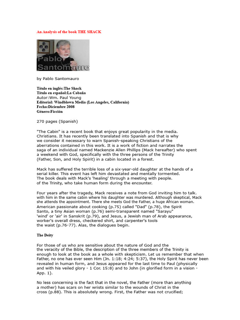 An Analysis of The Book THE SHACK | PDF | God The Father | Trinity