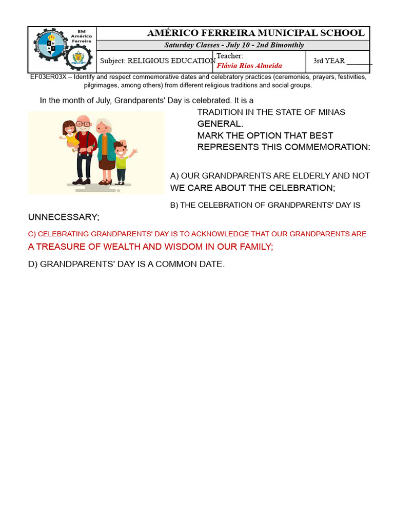 3rd YEAR - EF03ER03X - GRANDPARENTS' DAY | PDF