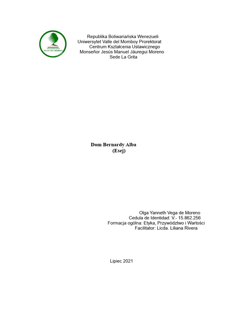 Esej Dom Bernardy Alba | PDF