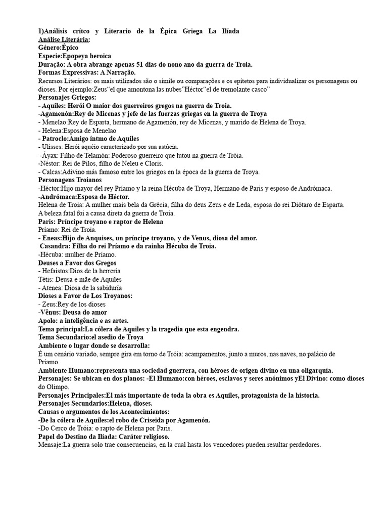 Análise Crítica e Literária Da Épica Grega A Ilíada | PDF | Helena de ...