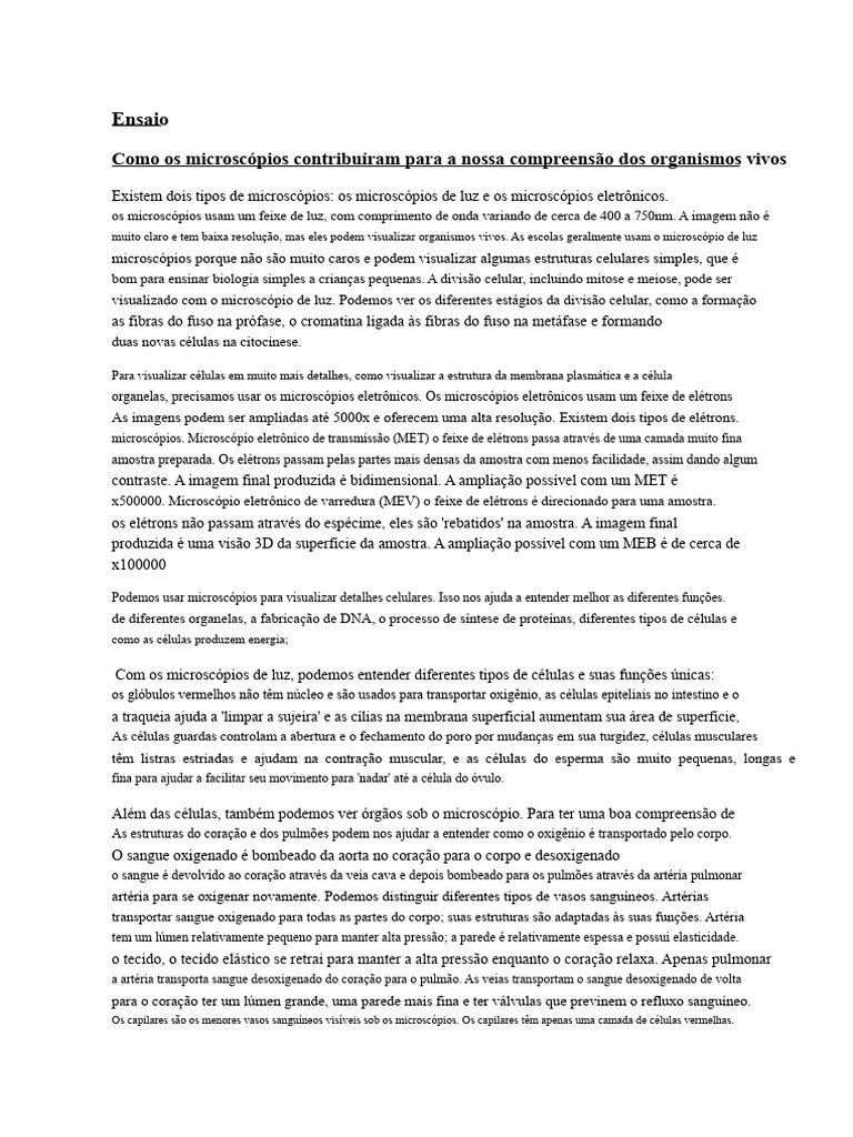 Microscópios e a Compreensão Celular | PDF | Célula (Biologia ...