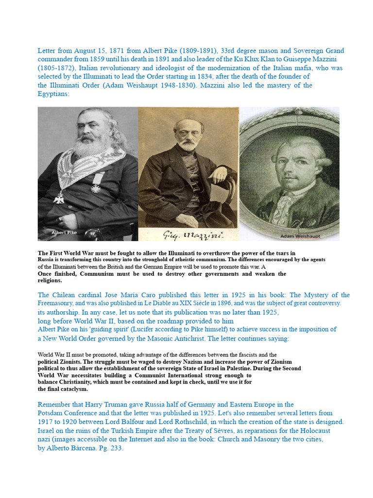 Albert Pike's 1871 Letter on Illuminati Plans | PDF | Illuminati ...