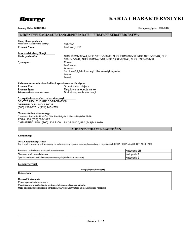 AERRANE SOJOURN - Karta Charakterystyki (MSDS) PDF | PDF