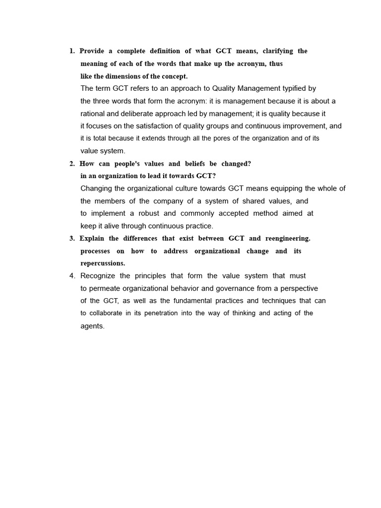 Provide A Complete Definition of What GCT Means. | PDF