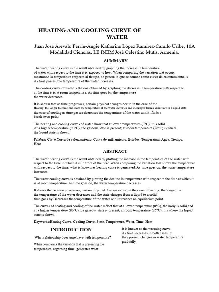 Heating and Cooling Curve of Water | PDF | Water | Temperature