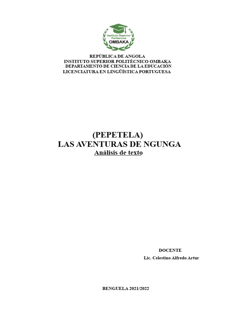 Análisis de "Las Aventuras de Ngunga" | PDF
