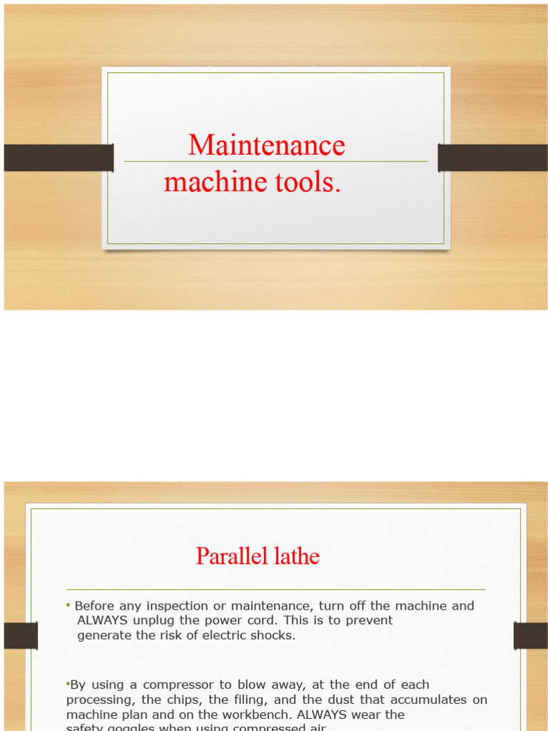 Machine Tool Maintenance Guide | PDF | Bearing (Mechanical) | Gear