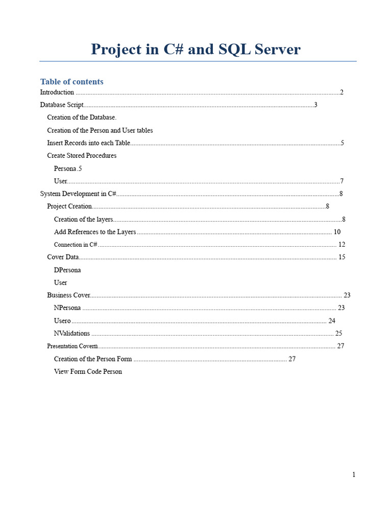 Project Course in C# and SQL Server | PDF | Databases | Microsoft Sql ...