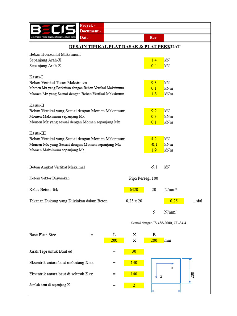 Desain Pelat Dasar dan Beban Struktur | PDF