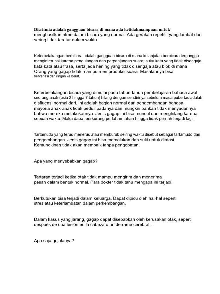 Disritmia Adalah Gangguan Bicara Di Mana Ada Ketidakmampuan Untuk ...