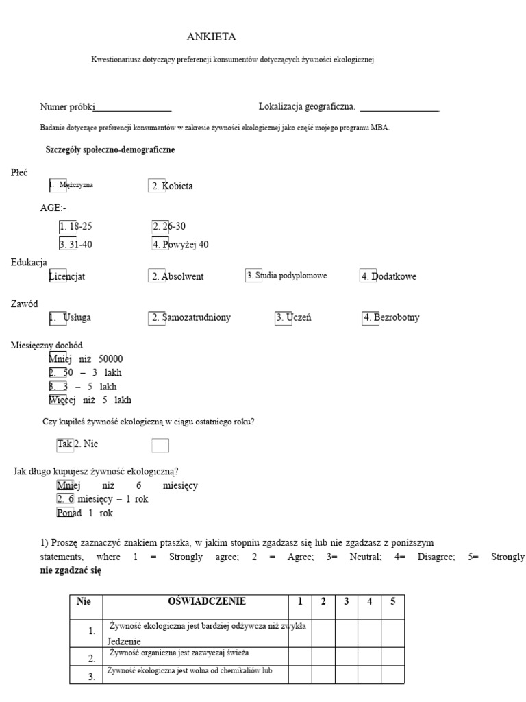 Kwestionariusz (2) | PDF