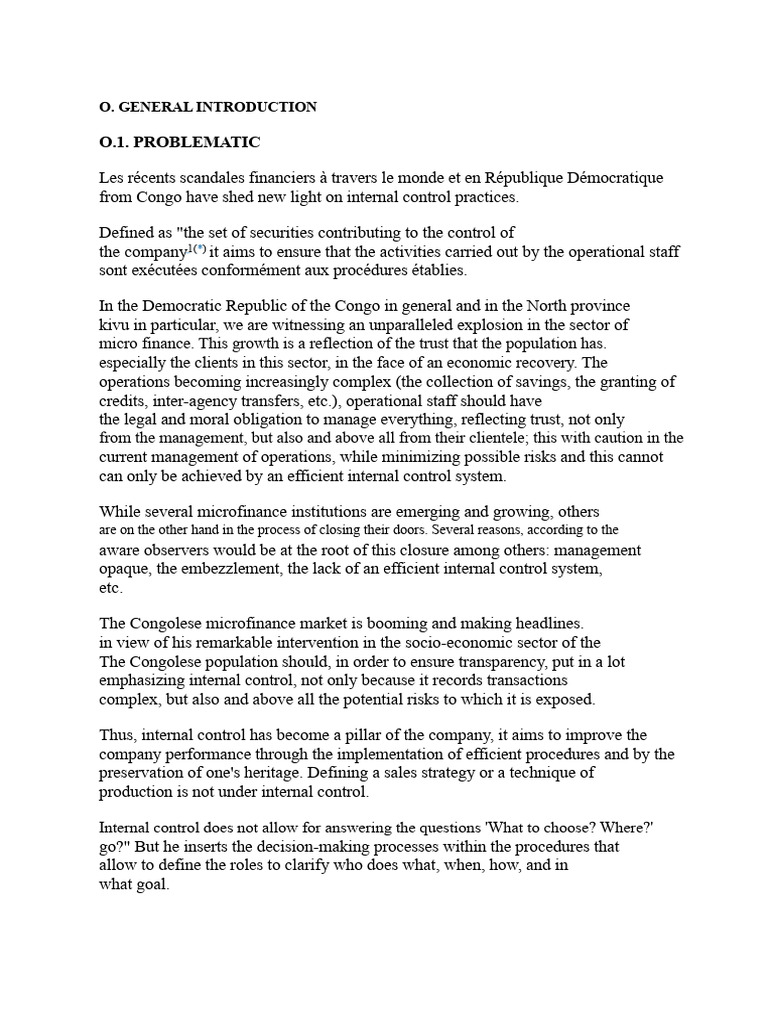 Practical Memo On Internal Control Within Microfinance Institutions ...