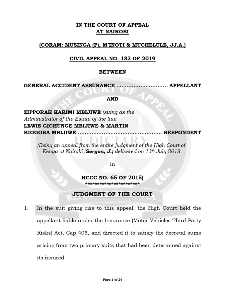 Appeal on Insurance Liability Case | PDF | Lawsuit | Judgment (Law)