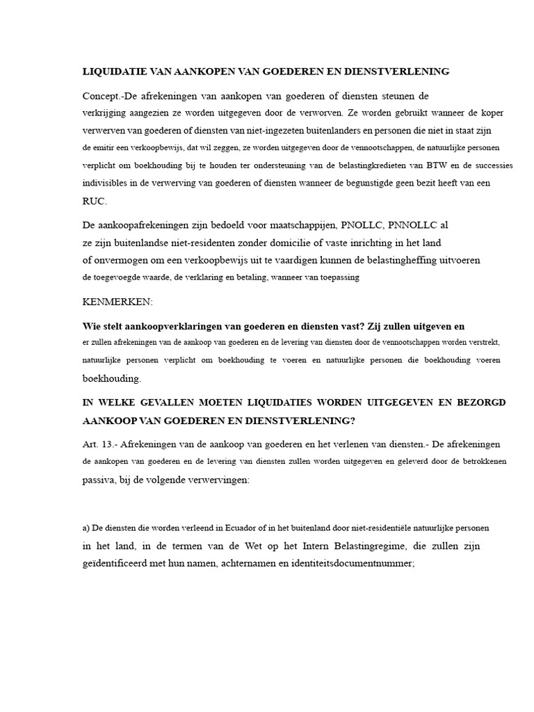 Liquidatie Van Aankopen Conta | PDF