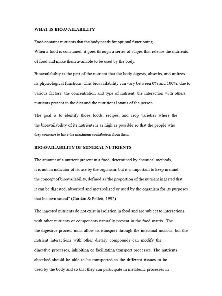 Understanding Nutrient Bioavailability | PDF | Bioavailability | Nutrients