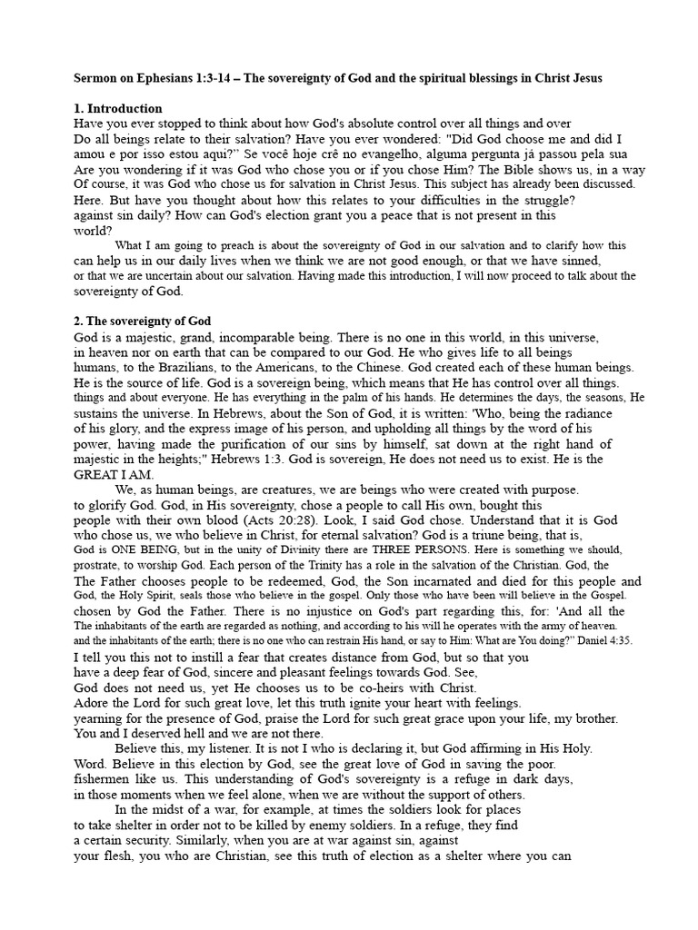 God's Sovereignty and Spiritual Blessings | PDF | Salvation | God In ...